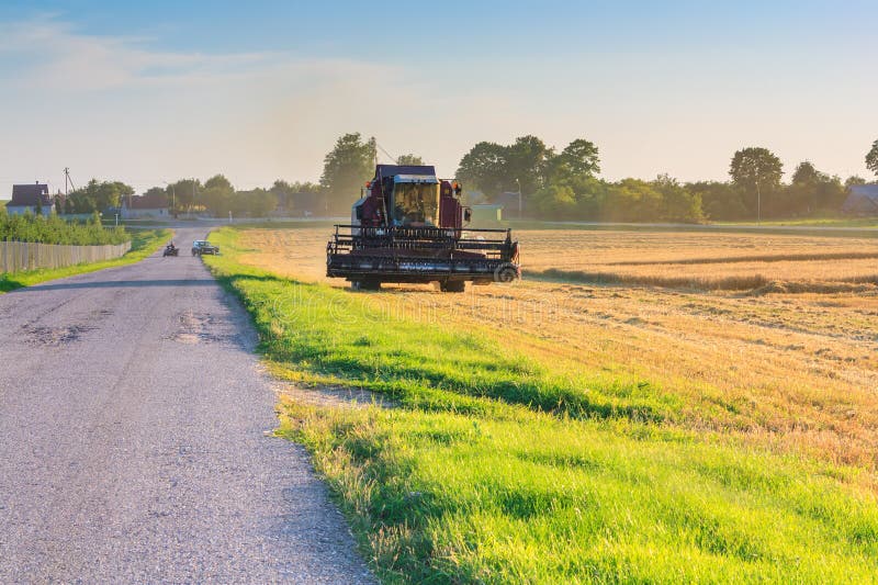 A Tractor Reaping the Wheat Crops Stock Photo - Image of crops ...