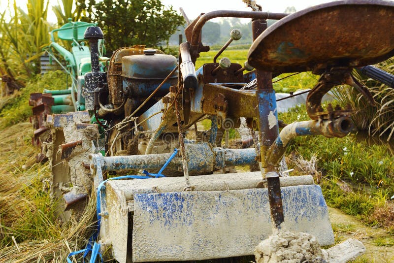 Tractor in Rice Field, Mechanism Farmer Rice Cultivation Stock Image ...