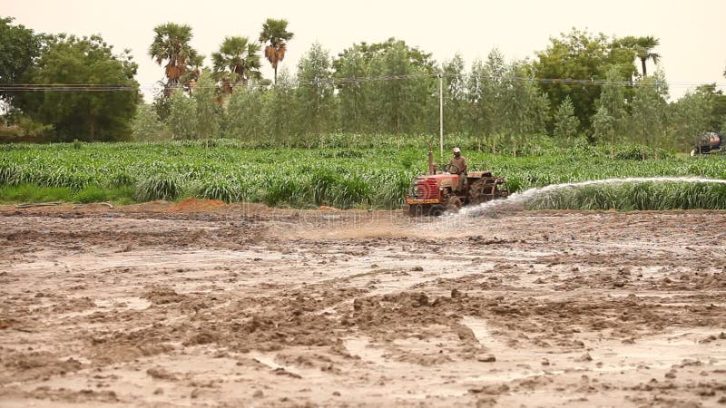 Tractor Rides on Mud in Fields Stock Video - Video of field ...