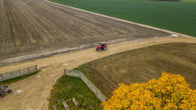 Tractor Rides To the Farm Top View Stock Photo - Image of harvest, bike ...