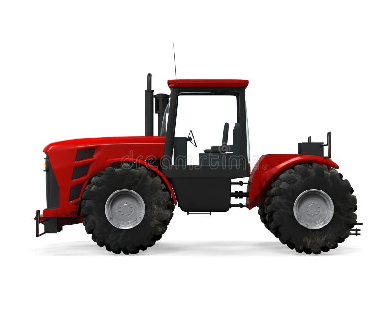 Tractor rojo aislado imagen de archivo. Imagen de conducir - 32355851