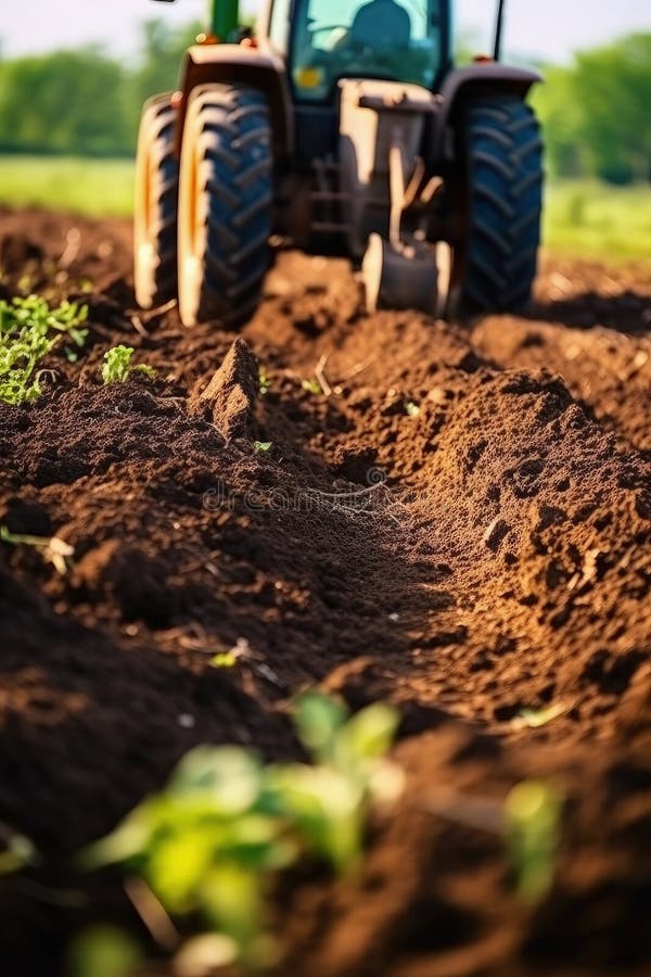 The Tractor S Sturdy Tires Leave Deep Tracks in the Earth, Marking the ...