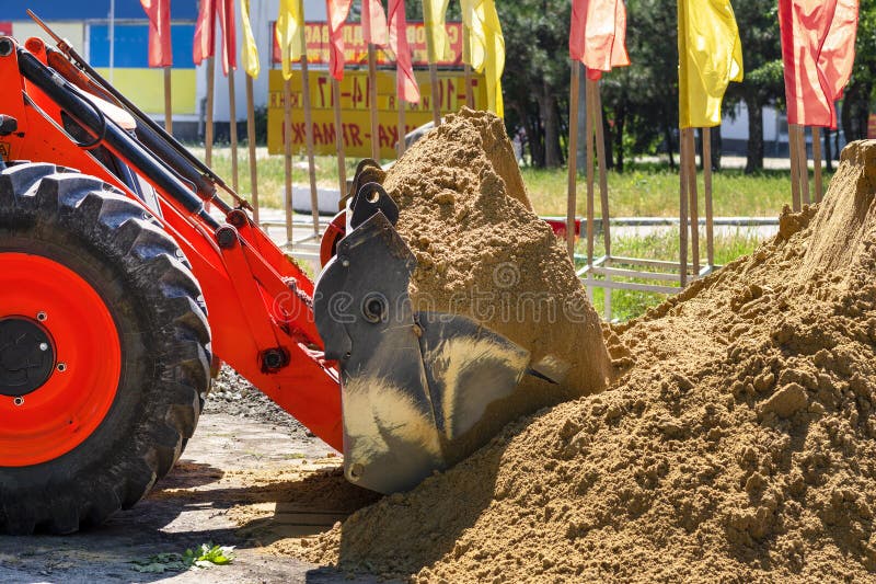 The Tractor, Sand. Excavator Bucket Stock Photo - Image of sand, ground ...