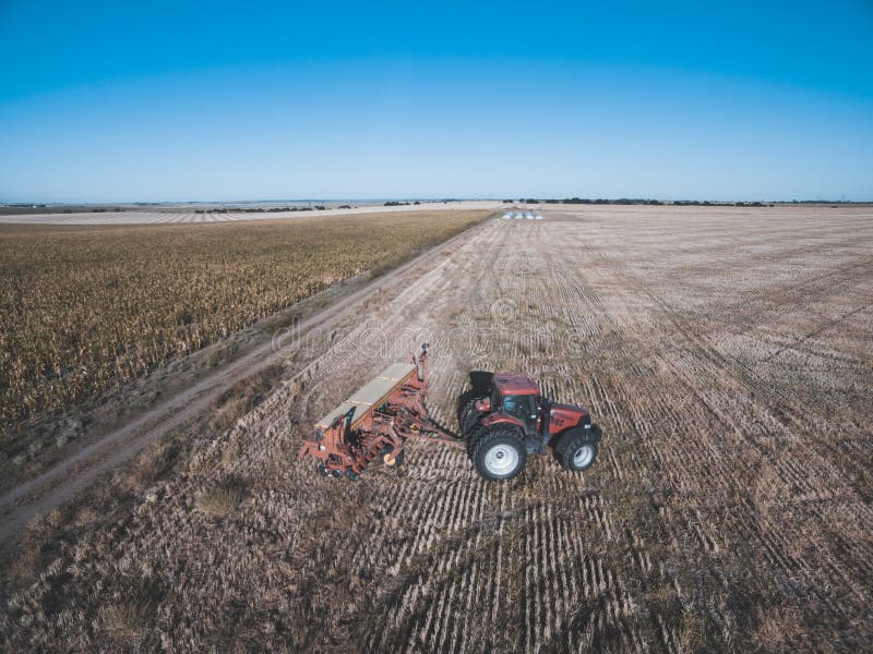 Tractor and Seeder, Direct Sowing Stock Photo - Image of countryside ...