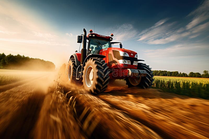 A Tractor Shuttles through the Farmland Very Fast. Generative AI Stock ...