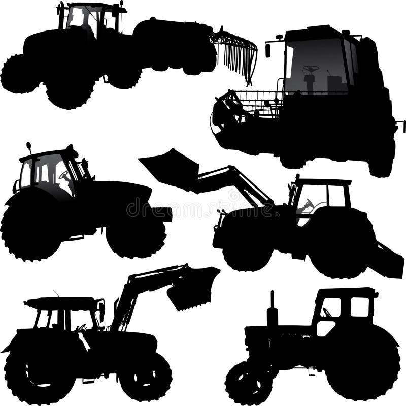 Tractor silhouettes stock vector. Illustration of agronomics - 12532692