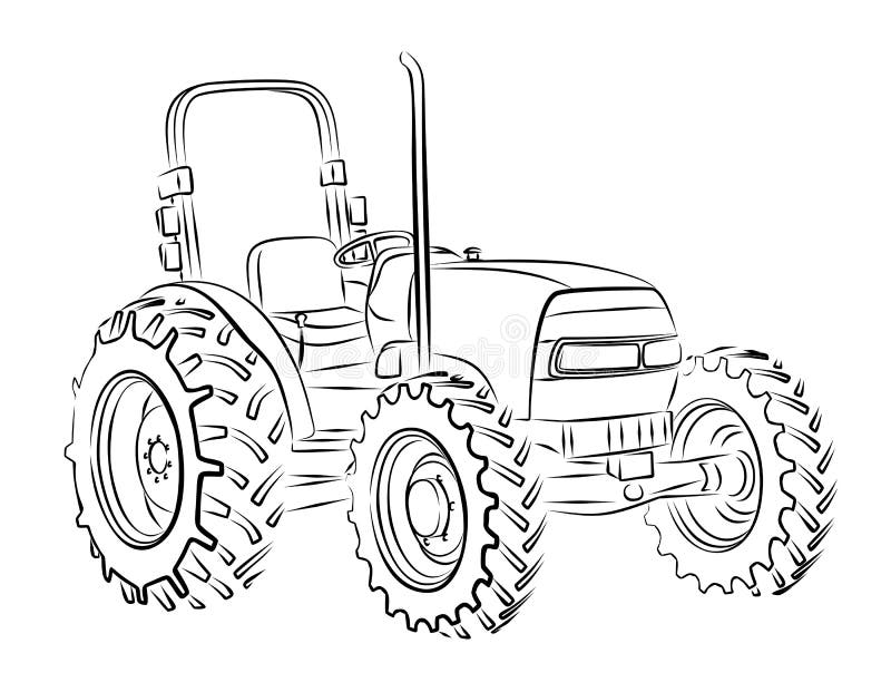 Tractor Sketch. stock vector. Illustration of topn, sketch - 98835801