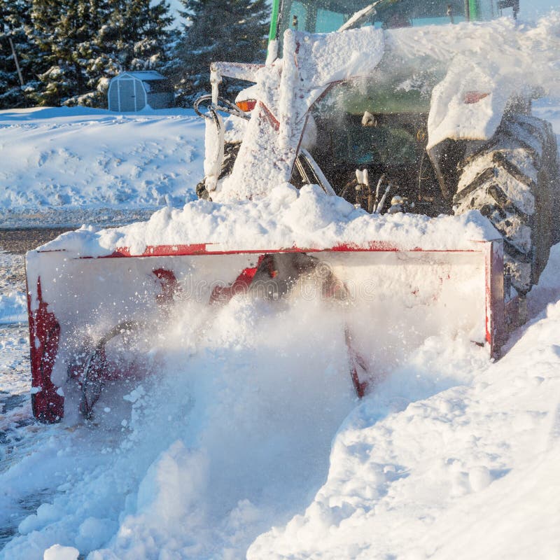 Tractor Snow blower stock photo. Image of white, snowblower - 175557368