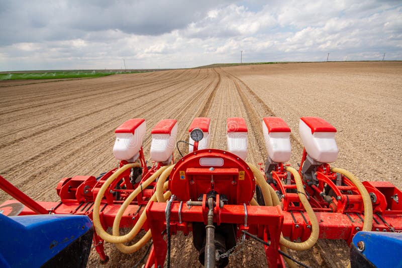 Tractor Sowing of Seed To Field at Spring Time Stock Image - Image of ...