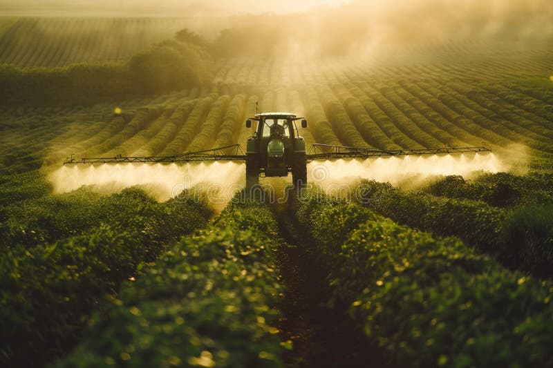 A Tractor Spraying a Field with a Sprayer. Suitable for Agricultural ...