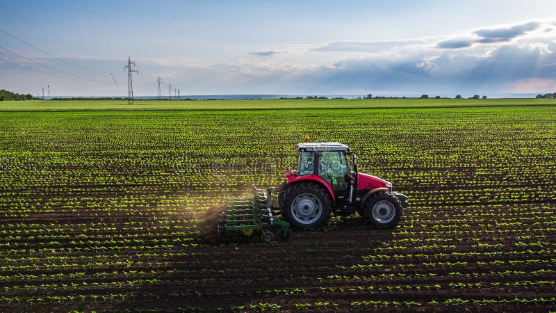 Tractor Spraying Field at Spring Stock Image - Image of crops ...