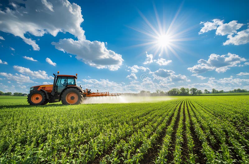 A Tractor Spraying Integrated Sprays on Crops Stock Image - Image of ...