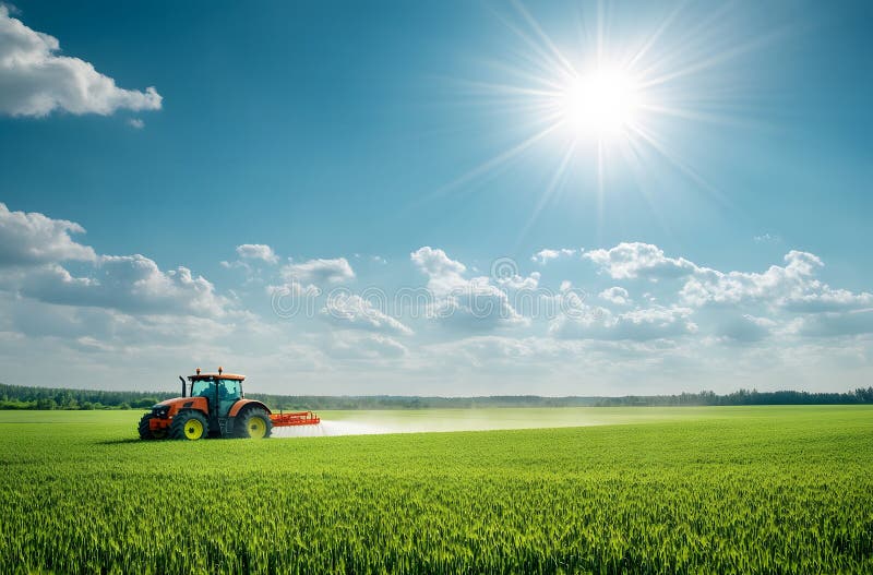A Tractor Spraying Integrated Sprays on Crops Stock Image - Image of ...