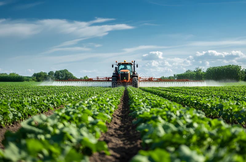 A Tractor Spraying Integrated Sprays on Crops Stock Image - Image of ...