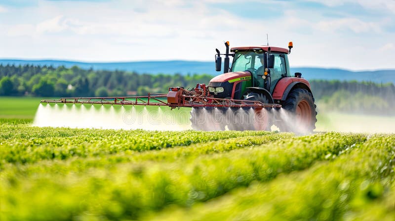 Tractor Spraying Pesticide on Field Stock Photo - Image of insecticide ...