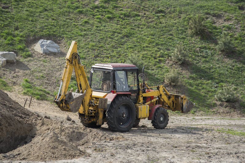 Tractor Spring on the Field. Stock Image - Image of landscape, field ...