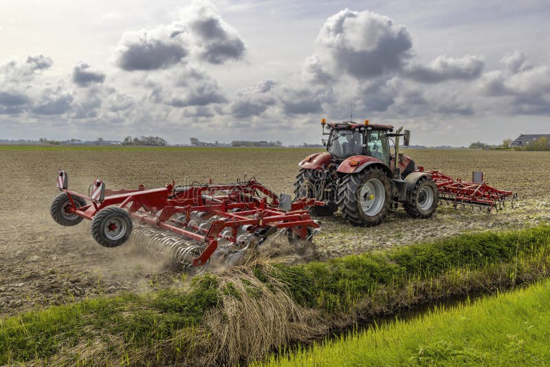 Tractor during Spring Work on the Field Stock Image - Image of ...