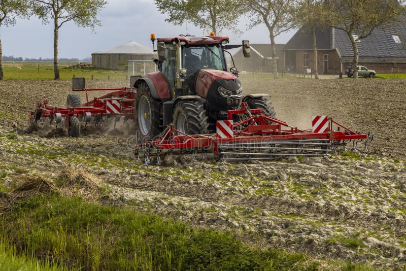 Tractor during Spring Work on the Field Stock Image - Image of drawbar ...