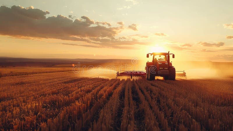 The Tractor Sprinkles the Field. Selective Focus Stock Photo - Image of ...
