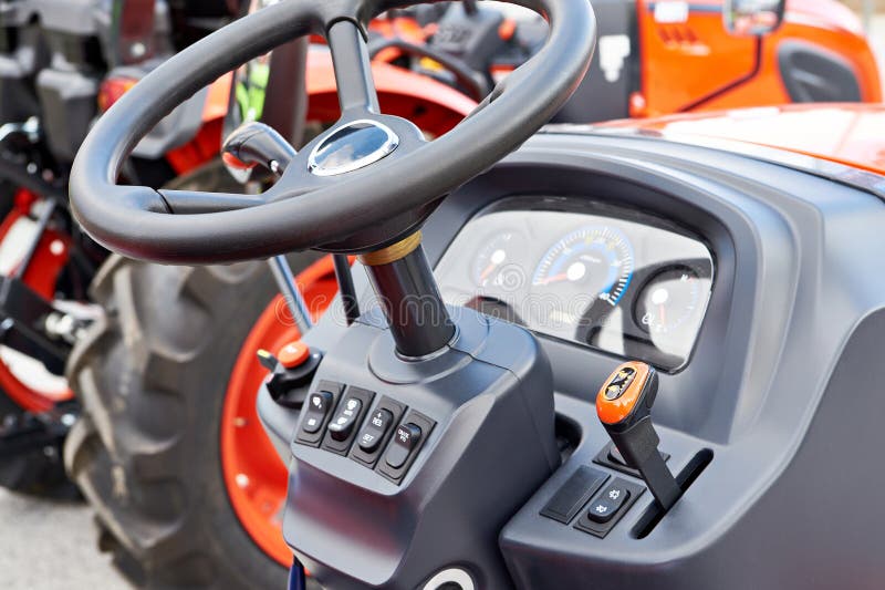 Tractor Steering Wheel and Control Panel Stock Photo - Image of ...