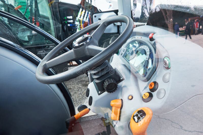 Tractor Steering Wheel and Control Panel Stock Image - Image of detail ...