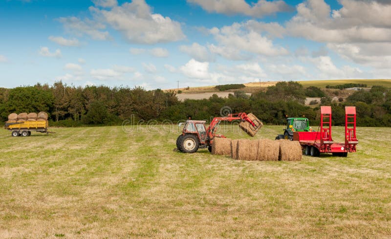 Tractor at Straw Harvesting Stock Image - Image of harvest, nature ...