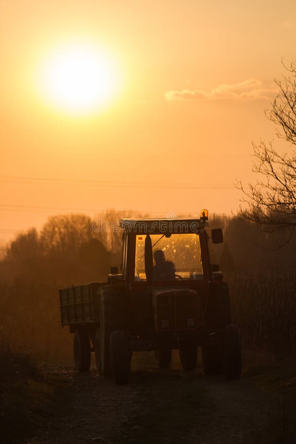Tractor at Sunset stock image. Image of backlight, driver - 39283533