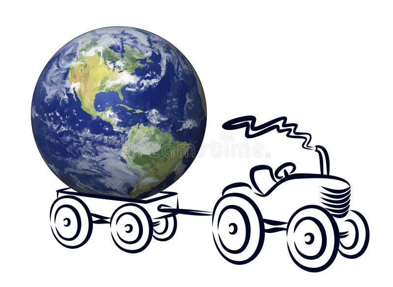 Tractor Symbol with a Globe. Stock Illustration - Illustration of sign ...