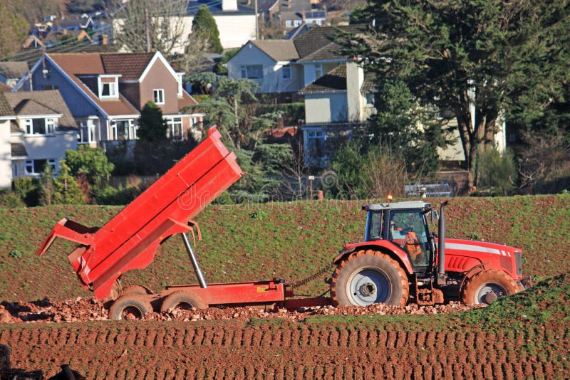 Tractor with Tipper Trailer Stock Photo - Image of lift, digger: 88039312