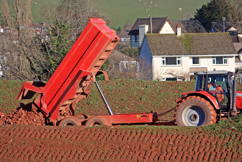 Tractor with Tipper Trailer Stock Image - Image of loader, bucket: 90857669