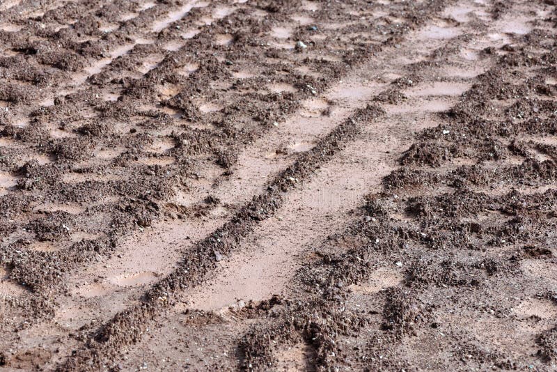 Tractor Track Marks in the Mud Stock Image - Image of brown, line: 80076309
