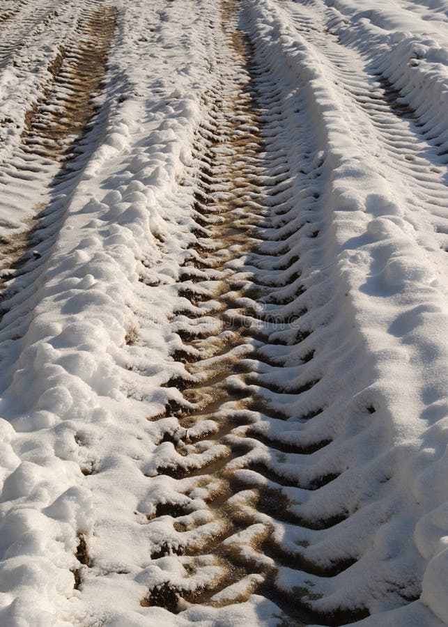 Tractor tracks in snow stock image. Image of pattern, tyre - 641249