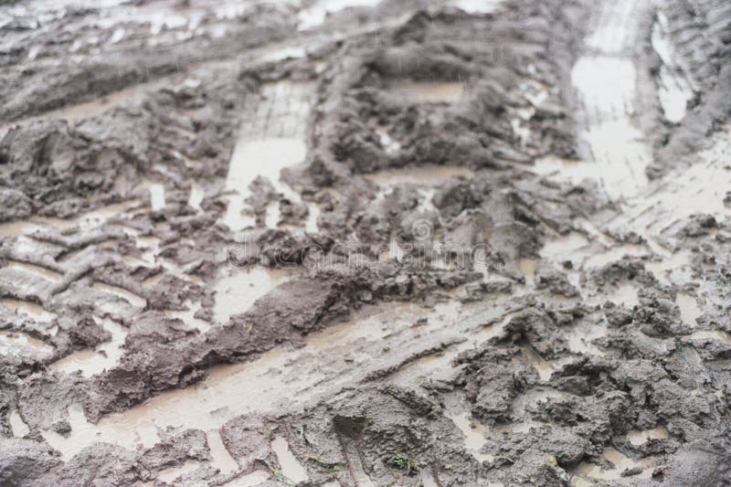 Tractor tracks in wet mud stock photo. Image of pattern - 98409404