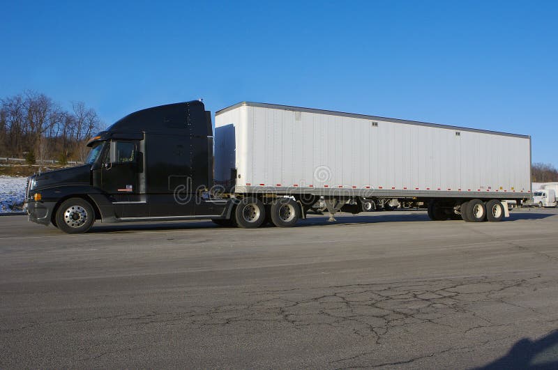 Tractor Trailer Dump Truck stock image. Image of dirt, flatbed - 497521
