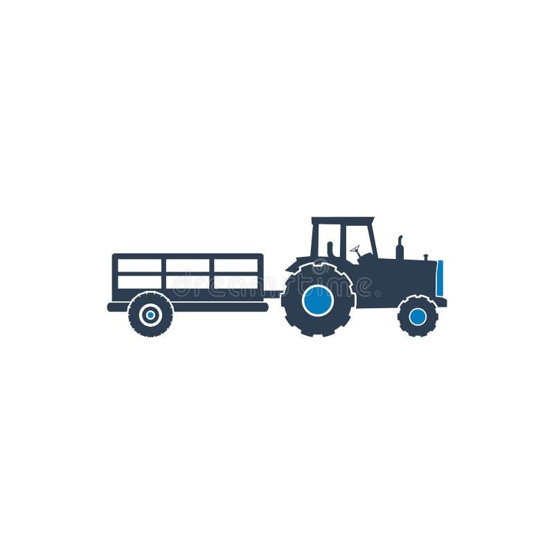 Tractor with Trailer Icon Set. Stock Vector - Illustration of icon ...