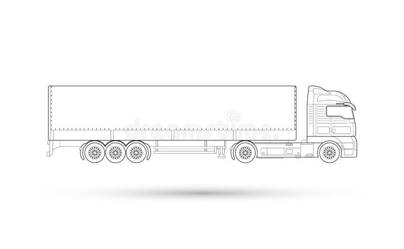 Tractor Trailer Icon. Isolated Technical Drawing Stock Vector ...