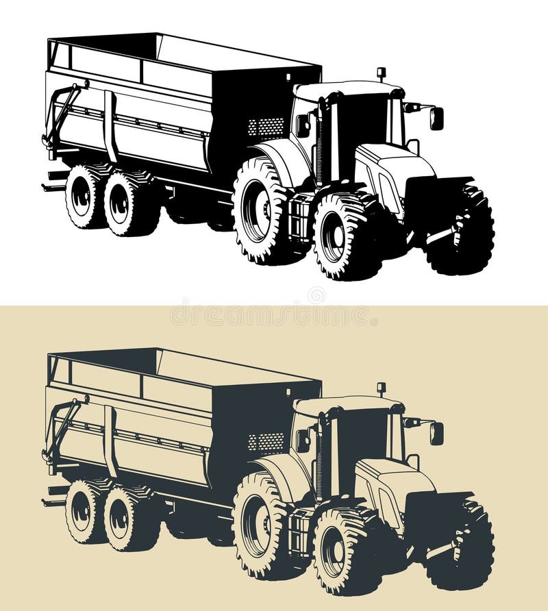 Tractor with trailer stock vector. Illustration of farming - 335651797