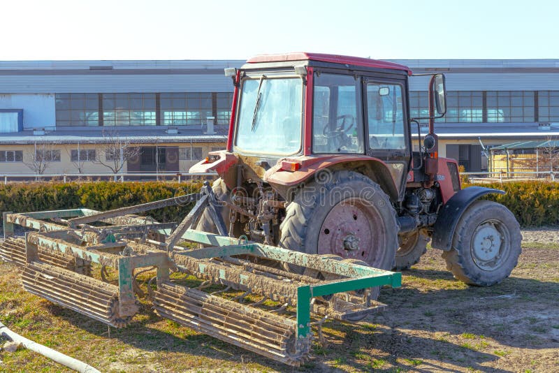 Tractor with Trailer for Tillage Stock Photo - Image of manure, wheat ...