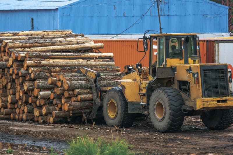 Tractor is Transporting a Stack of Logs Stock Image - Image of design ...