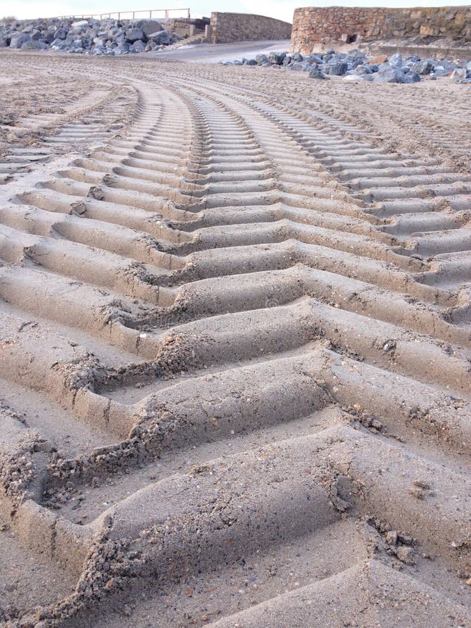 Tractor Tyre Tracks on the Beach Stock Image - Image of mark, beach ...