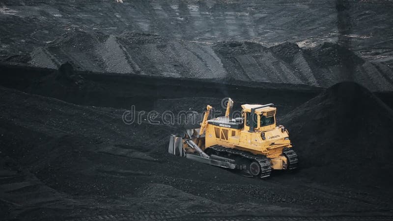 Bulldozer at Coal Warehouse Stock Video - Video of industrial ...