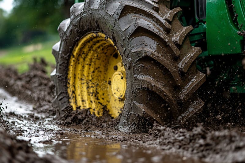 Tractor Wheel in Mud, Farm Field, Agriculture Stock Illustration ...