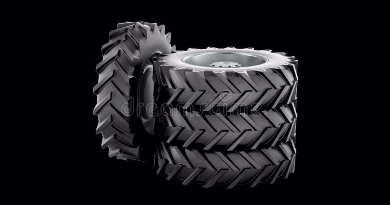 Tractor Wheels Rotation Animation, Seamlessly Loopable. 3D Rendering ...