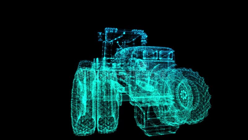 Tractor. Wireframe Triangle Formation of 3d Model Tractor. Rotating 360 ...