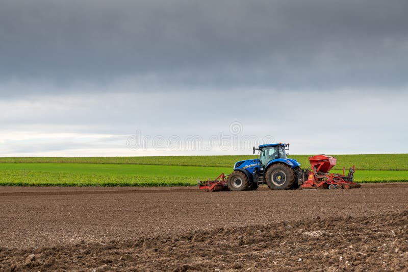 Tractor Work in a Field in France Stock Image - Image of plant, field ...