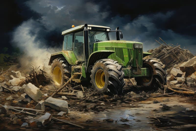 Tractor Working on a Construction Site Stock Illustration ...