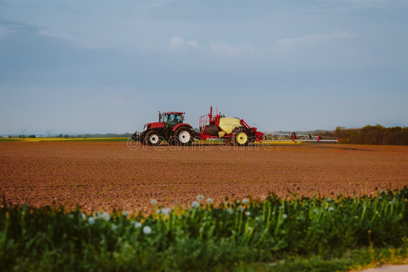 Tractor Working in Field Agriculture Stock Image - Image of farming ...