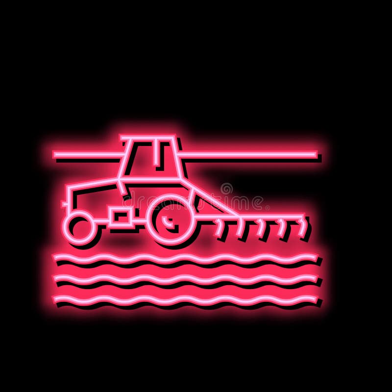 Tractor Working on Field Neon Glow Icon Illustration Stock Vector ...