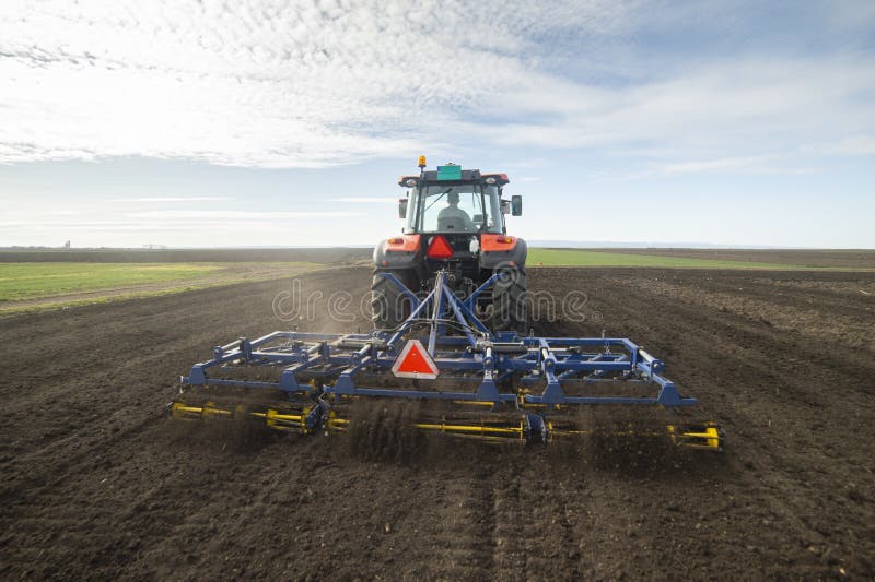 Tractor Working in the Field Stock Photo - Image of preparation ...