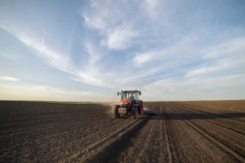 Tractor Working in the Field Stock Image - Image of rural, shine: 359596979